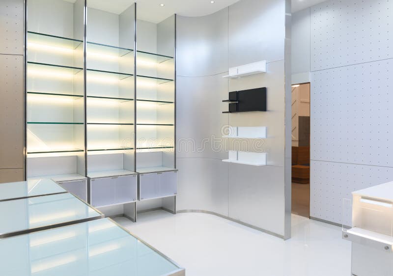 Interior of Empty Store with Shelves Stock Photo - Image of frame ...