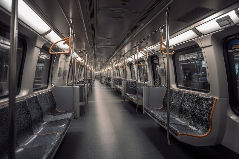 Interior of Empty Subway Train Wagon. Public Transport. Generative AI ...