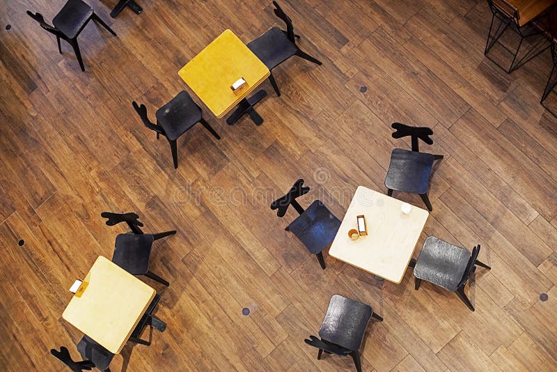 Interior with Empty Tables and Chairs in a Cafe. View from Above Stock ...