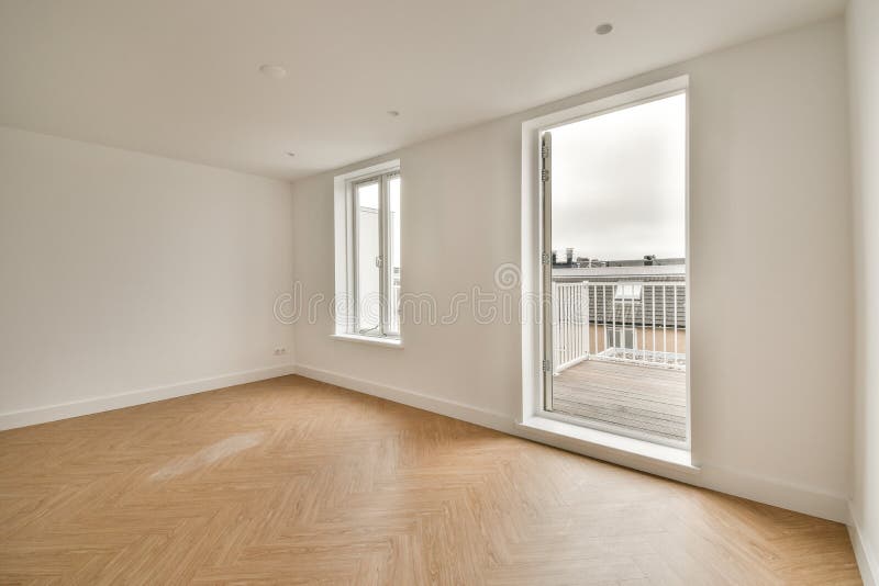Interior of Empty Room with Windows Stock Image - Image of fragment ...