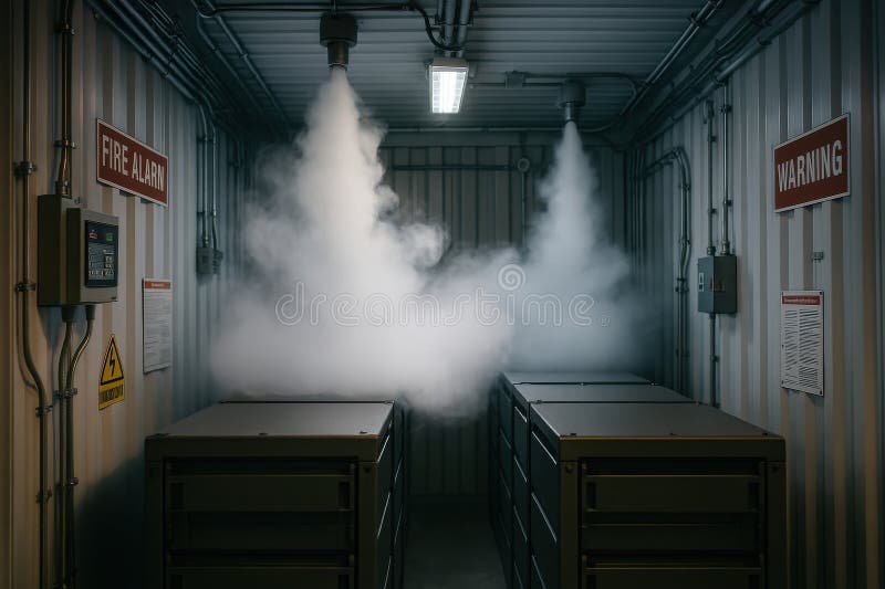 Interior of an Energy Storage Unit Activates a Fire Suppression System ...