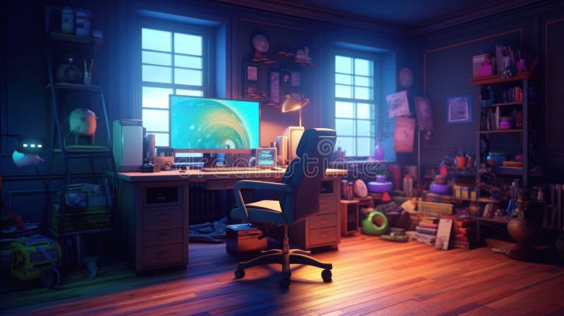 Interior of Equipment Content Creator and Computer Stock Illustration ...