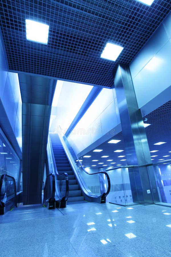 Interior with escalator stock photo. Image of exhibition - 9113302