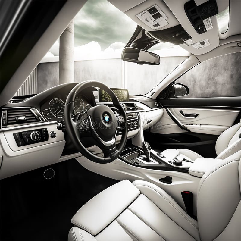 The Interior of an Exclusive Car. Modern Car Interior with White ...