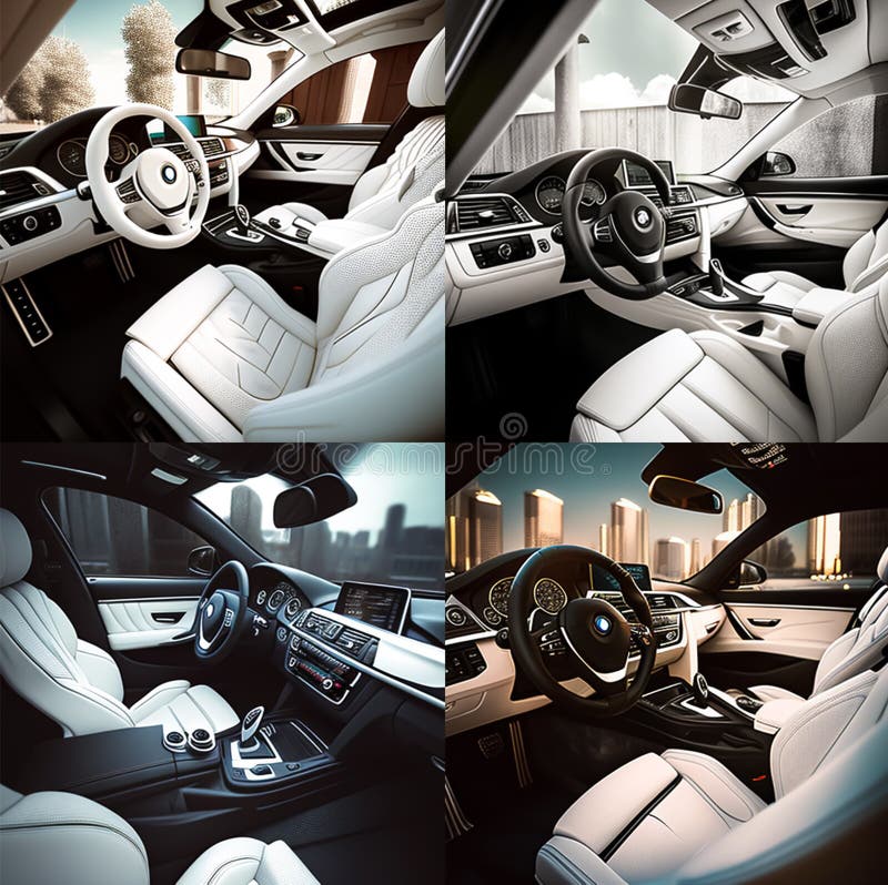 The Interior of an Exclusive Car. Modern Car Interior with White ...