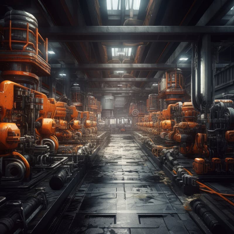 The Interior of the Factory Stock Illustration - Illustration of ...