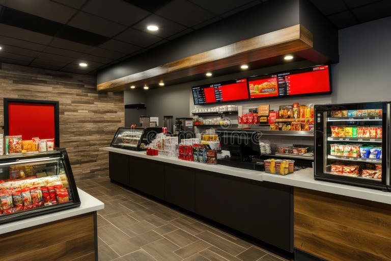 Modern Convenience Store Interior with a Variety of Snacks and Drinks ...