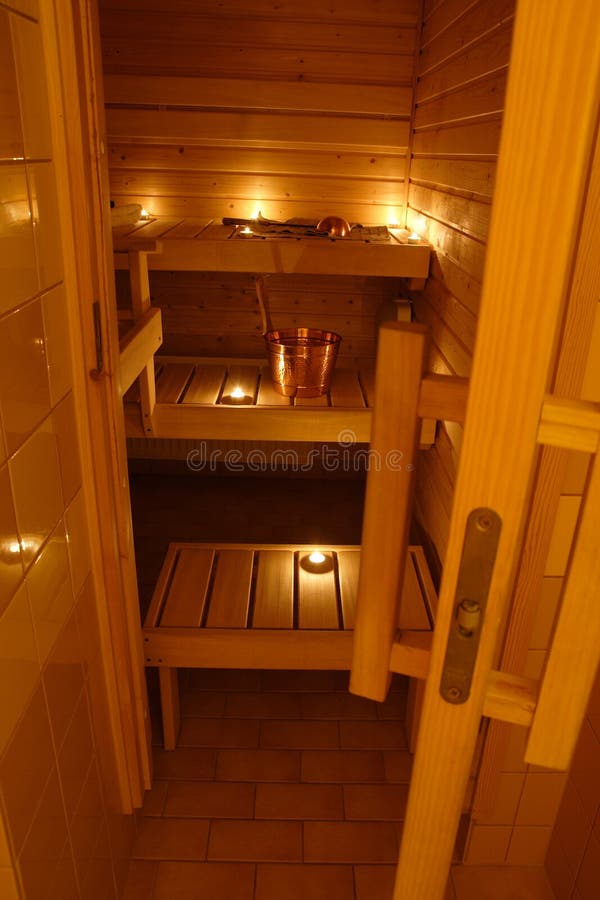Interior of a Finnish Sauna Stock Photo - Image of healthcare, bench ...
