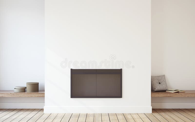 Interior with Fireplace. 3d Render. Stock Illustration - Illustration ...
