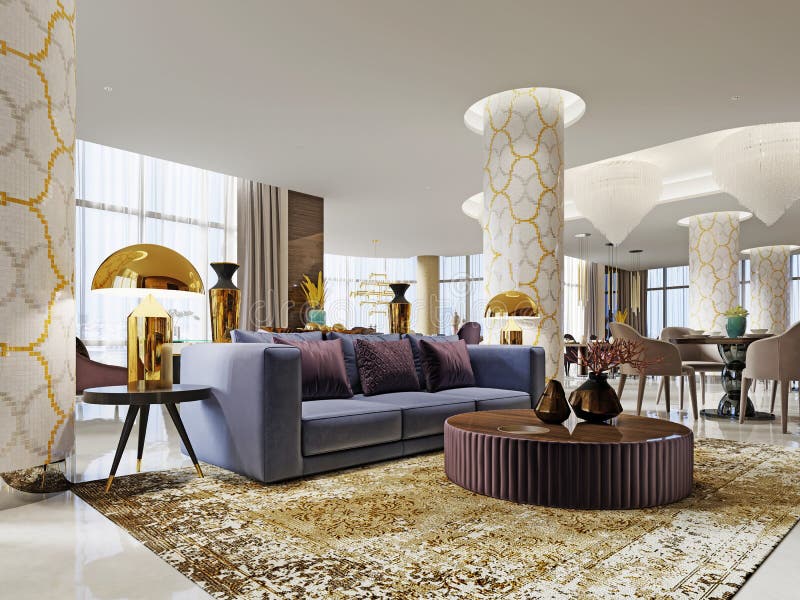 Interior of a Five Star Hotel Lobby Stock Illustration - Illustration ...