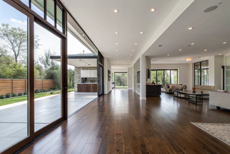 Interior Floor of Modern House with Copy Space Stock Illustration ...