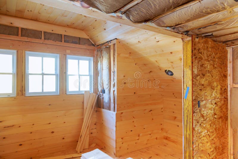 Interior Frame of a New House Under Construction of Wooden Walls Stock ...