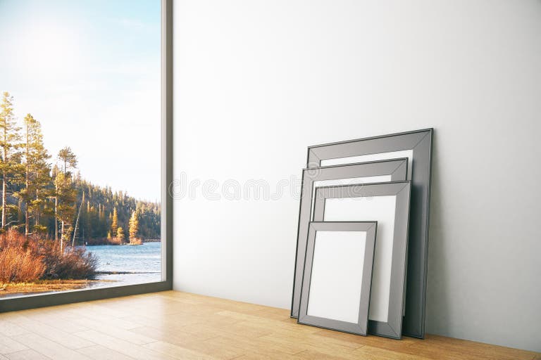 Interior with frames side stock illustration. Illustration of empty ...