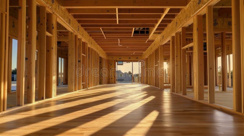 Interior Framework of a New House Under Construction Stock Image ...