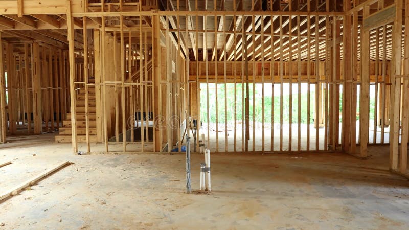 Interior Framing of a New House Under Construction Newly Built ...