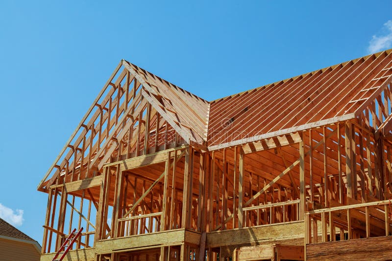 Interior Framing of a New House Under Construction Stock Image - Image ...