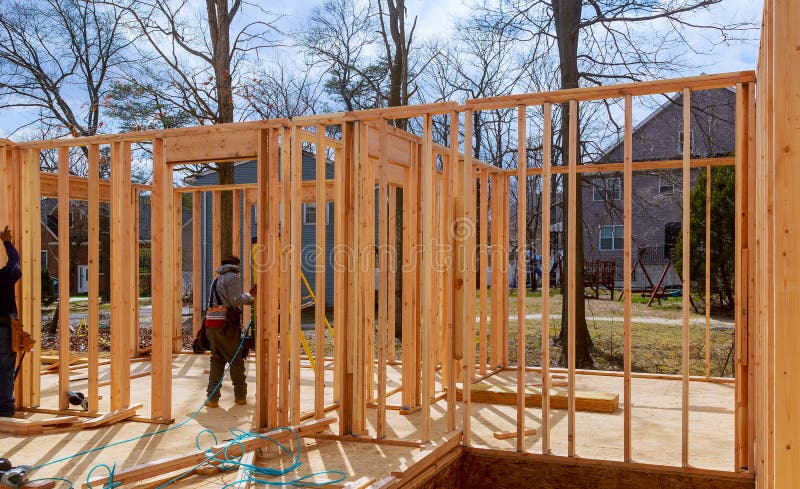 Interior Framing of a New House Under Construction Stock Photo - Image ...
