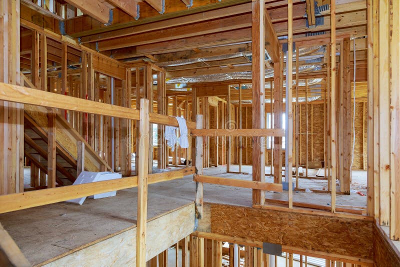 Interior Framing of a New House Under Construction Stock Photo - Image ...
