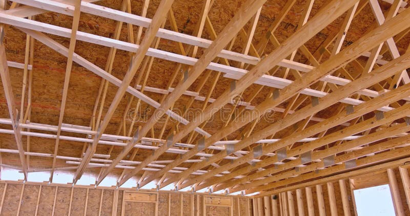 Interior Framing of a New House Under Construction Newly Built ...