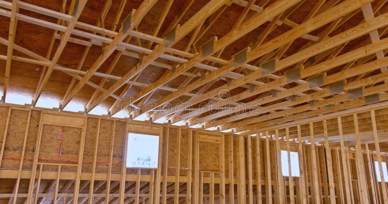 This is an Interior Framing Shot of a Newly Constructed House Under ...