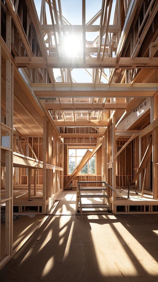 Interior Framing Taking Shape in a Residential Construction Endeavor ...