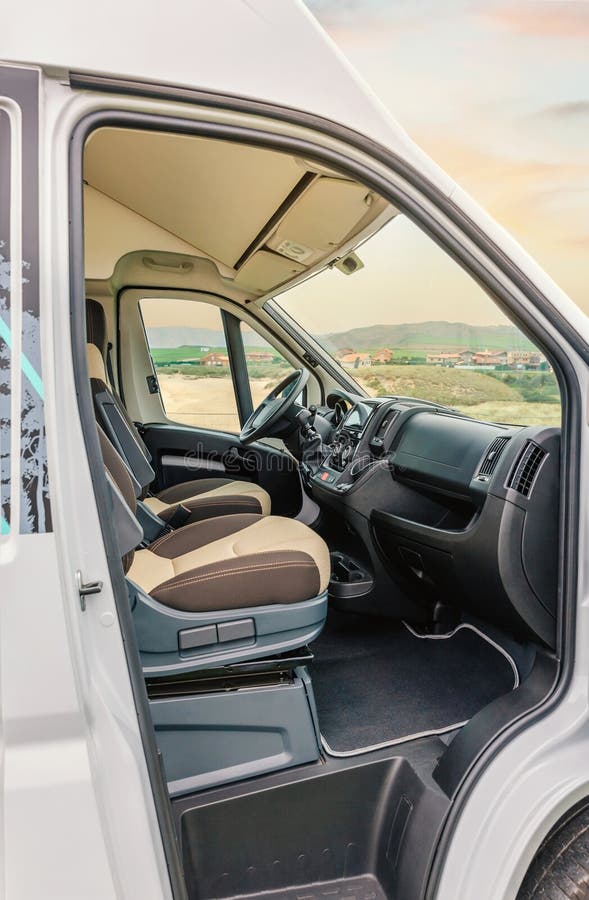 Interior of the Front of a Camper Van Stock Image - Image of clean ...