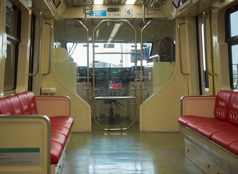 Interior of the Front Carriage of a Light Rail Transit Train with the ...