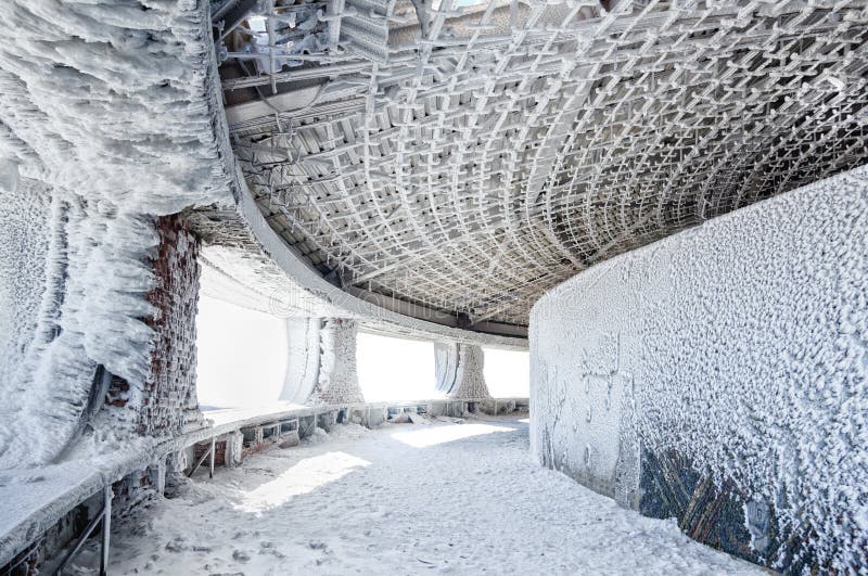 Interior with Frost and Snow Stock Image - Image of dacha, curtains ...