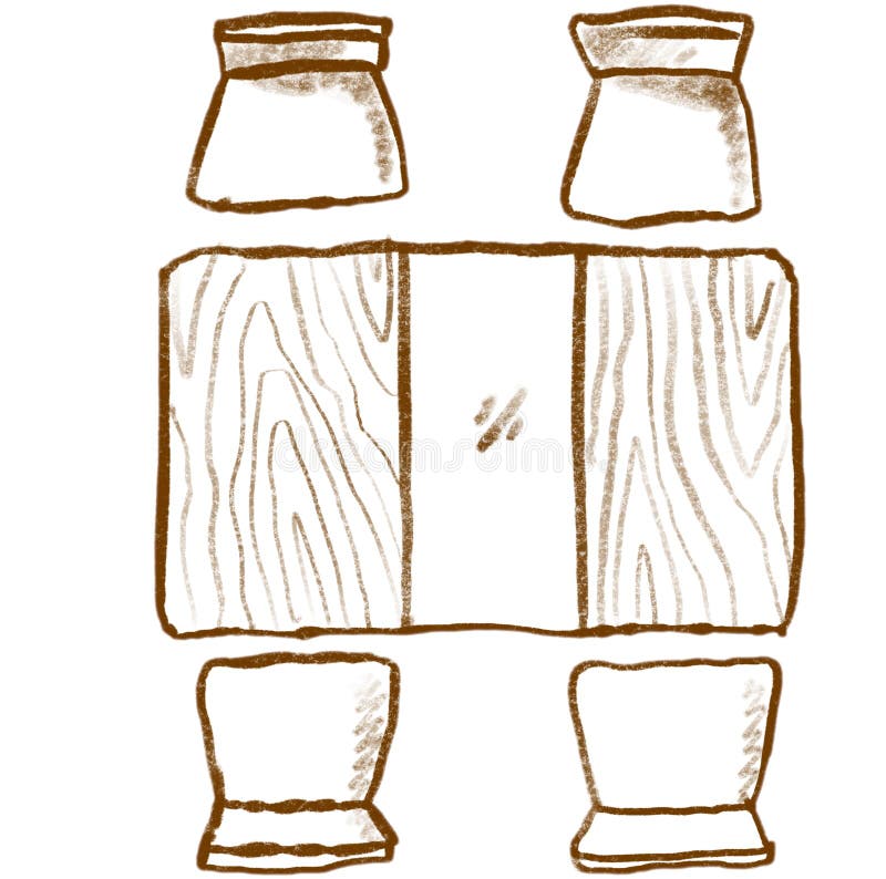 Interior Furniter Dinning Table Set Plan Top View Element Layout Doodle ...