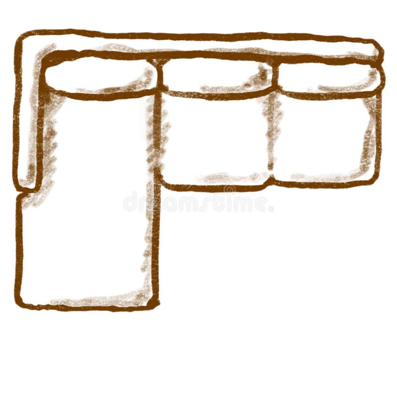 Interior Furniter L Shape Sofa Plan Top View Element Layout Doodle ...
