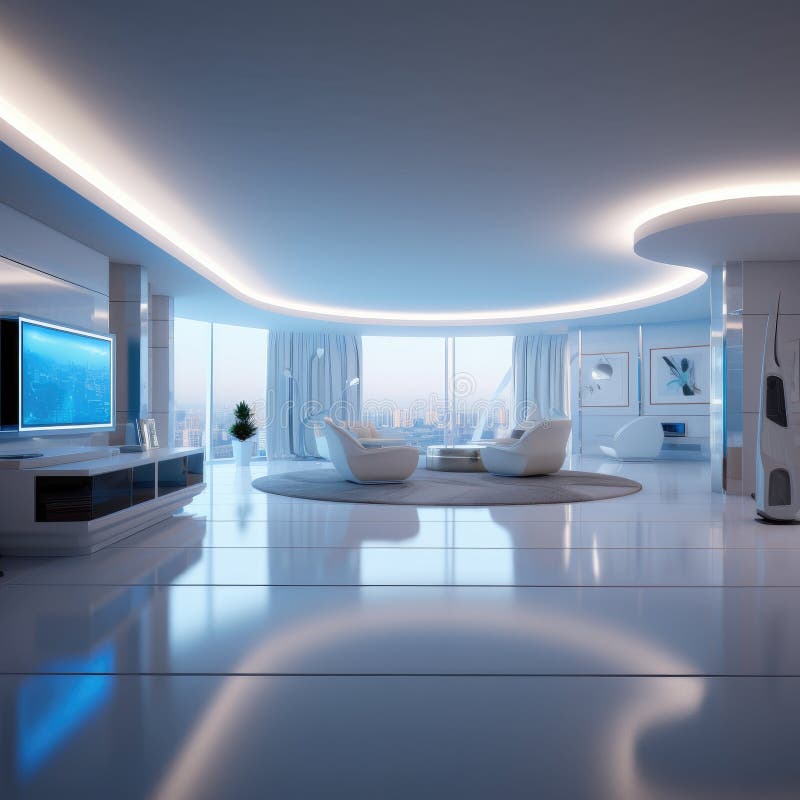 The Interior of the Future. High-tech Stock Illustration - Illustration ...