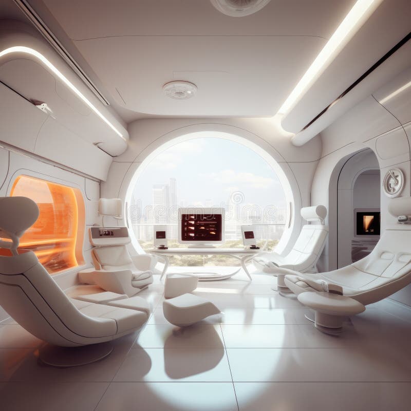 The Interior of the Future. High-tech Stock Illustration - Illustration ...