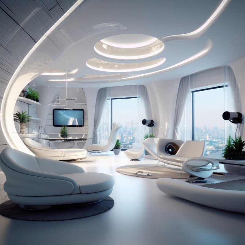 The Interior of the Future. High-tech Stock Illustration - Illustration ...