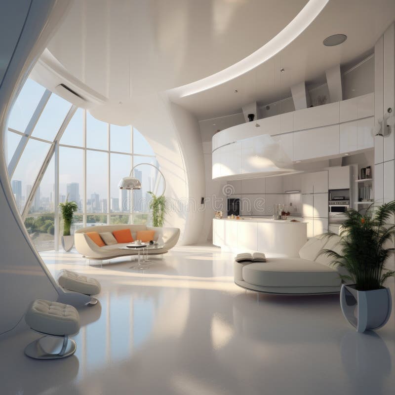 The Interior of the Future. High-tech Stock Illustration - Illustration ...