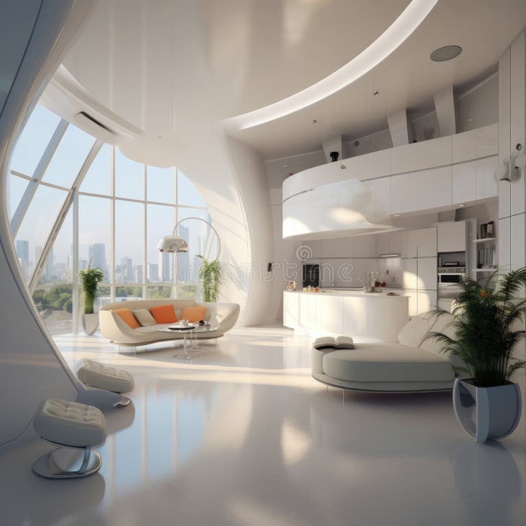 The Interior of the Future. High-tech Stock Illustration - Illustration ...