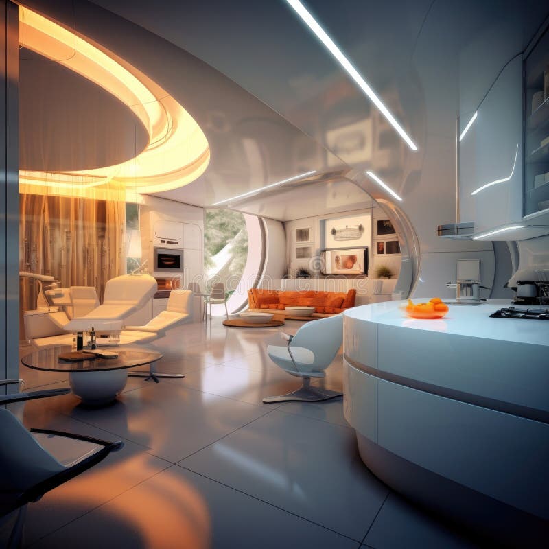 The Interior of the Future. High-tech Stock Illustration - Illustration ...