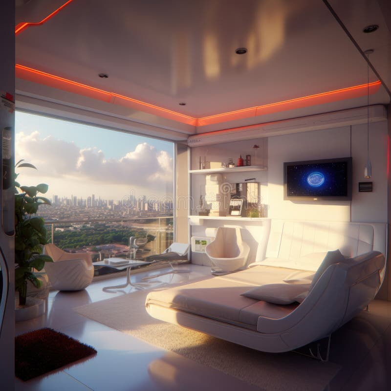 The Interior of the Future. High-tech Stock Illustration - Illustration ...