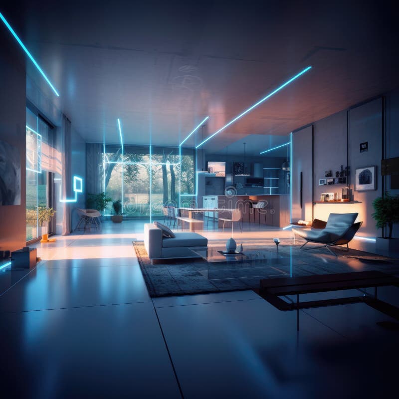 The Interior of the Future. High-tech Stock Illustration - Illustration ...