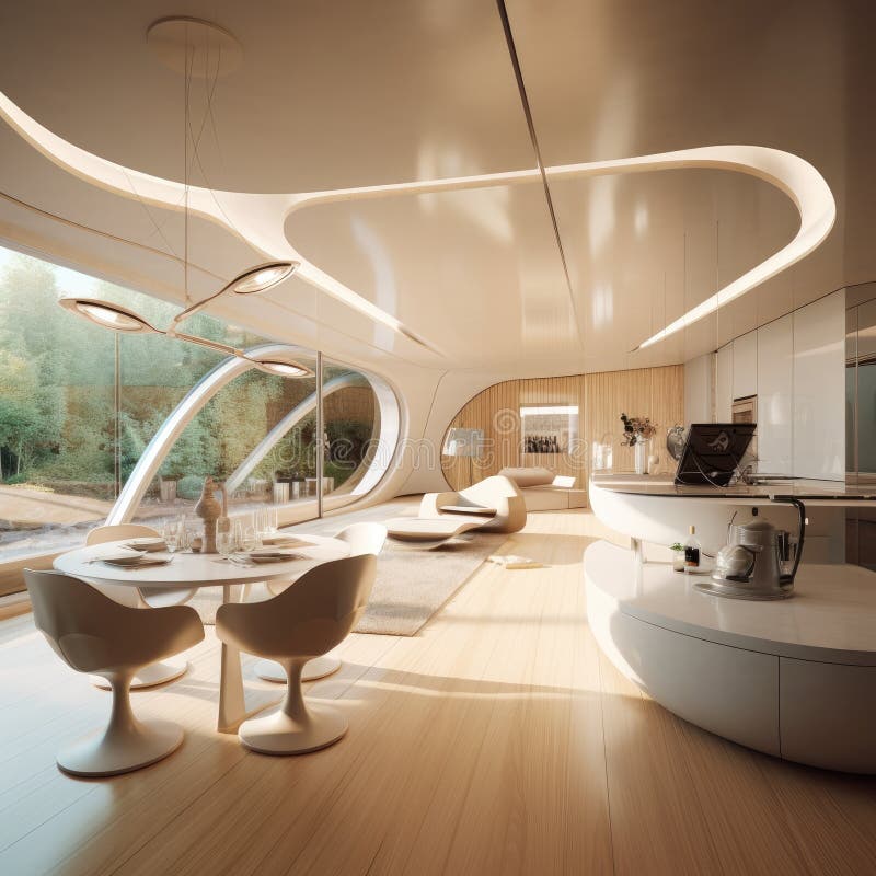 The Interior of the Future. High-tech Stock Illustration - Illustration ...