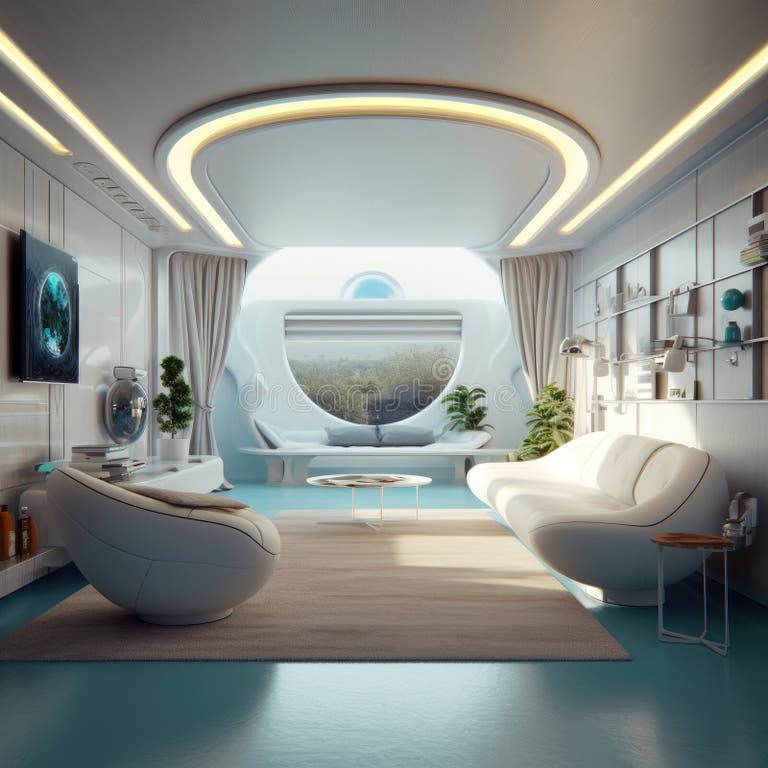 The Interior of the Future. High-tech Stock Illustration - Illustration ...
