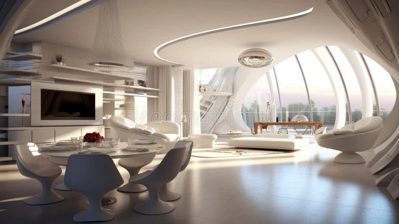 The Interior of the Future. High-tech Stock Illustration - Illustration ...