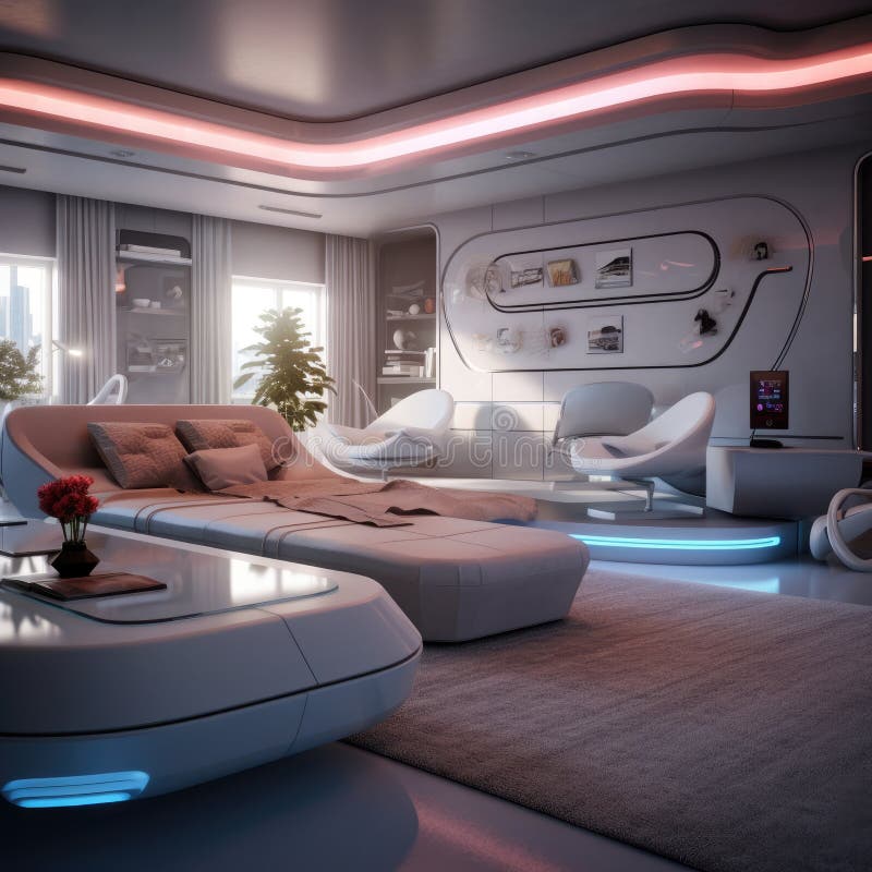 The Interior of the Future. High-tech Stock Illustration - Illustration ...