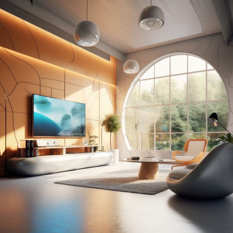 The Interior of the Future. High-tech Stock Illustration - Illustration ...