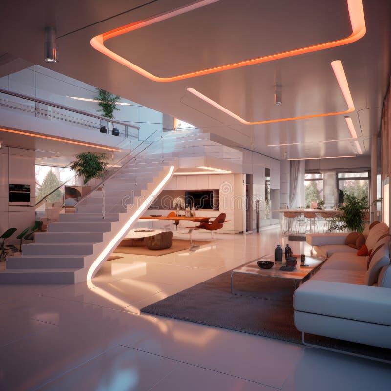 The Interior of the Future. High-tech Stock Illustration - Illustration ...