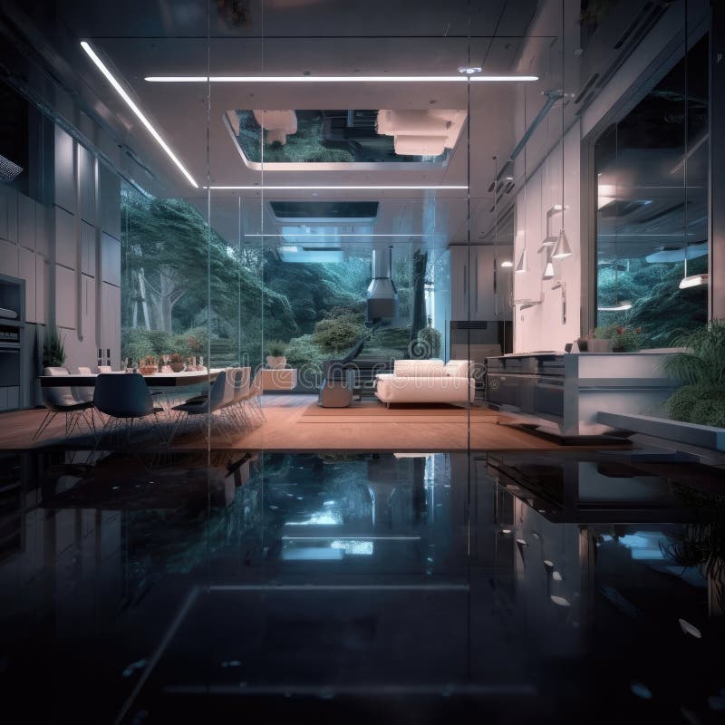 The Interior of the Future. High-tech Stock Illustration - Illustration ...