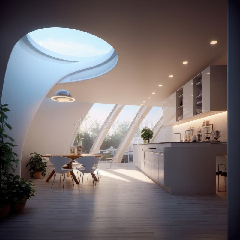 The Interior of the Future. High-tech Stock Illustration - Illustration ...