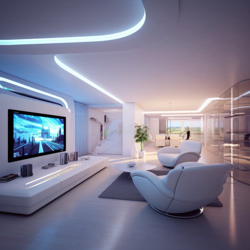 The Interior of the Future. High-tech Stock Illustration - Illustration ...