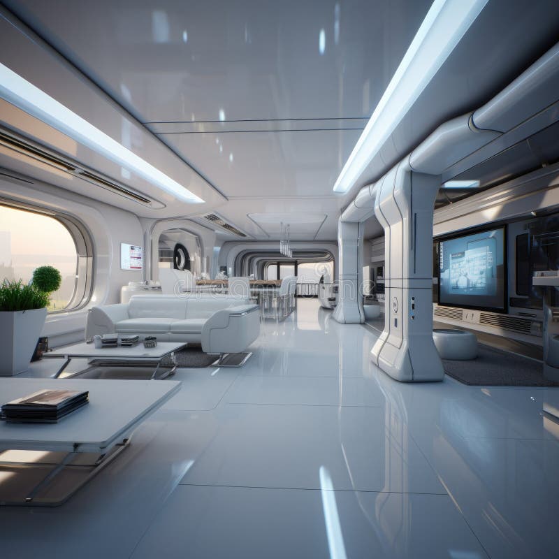 The Interior of the Future. High-tech Stock Illustration - Illustration ...