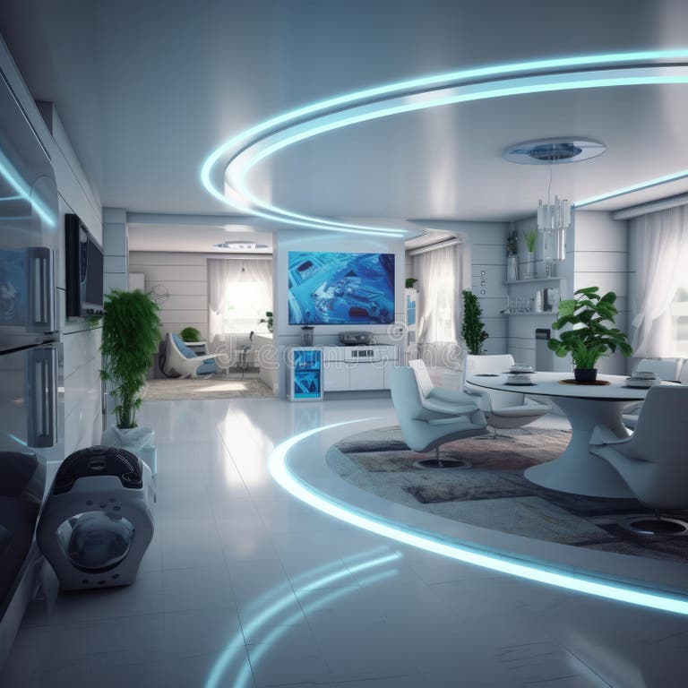 The Interior of the Future. High-tech Stock Illustration - Illustration ...