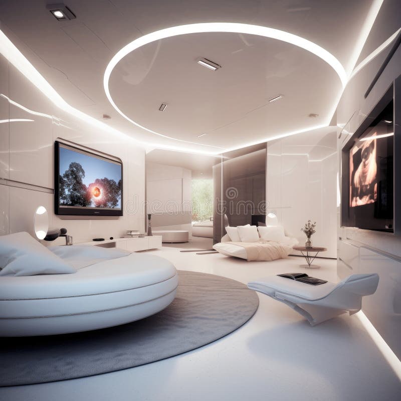 The Interior of the Future. High-tech Stock Illustration - Illustration ...